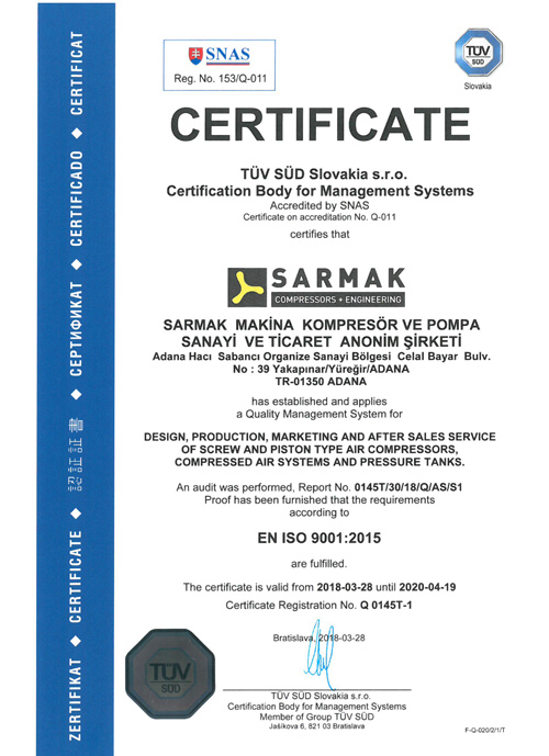 Certificates - CoolAir Compressors